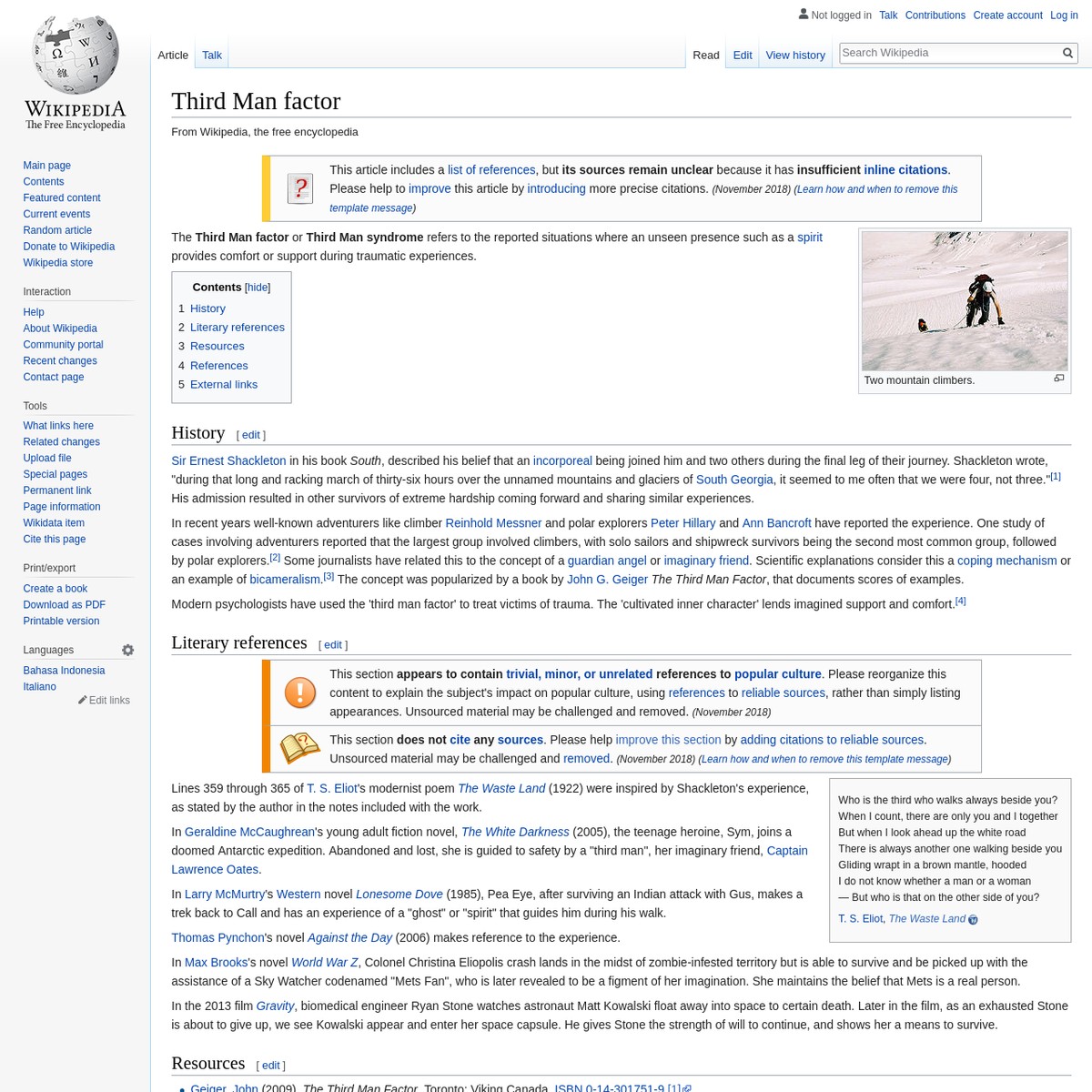 Third Man factor - Wikipedia — Are.na