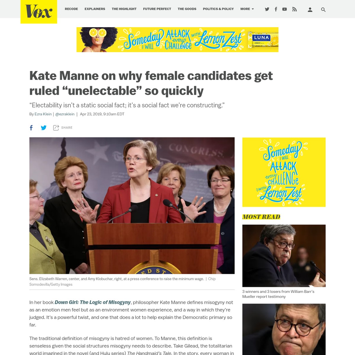 Kate Manne on why female candidates get ruled "unelectable" so quickly ...