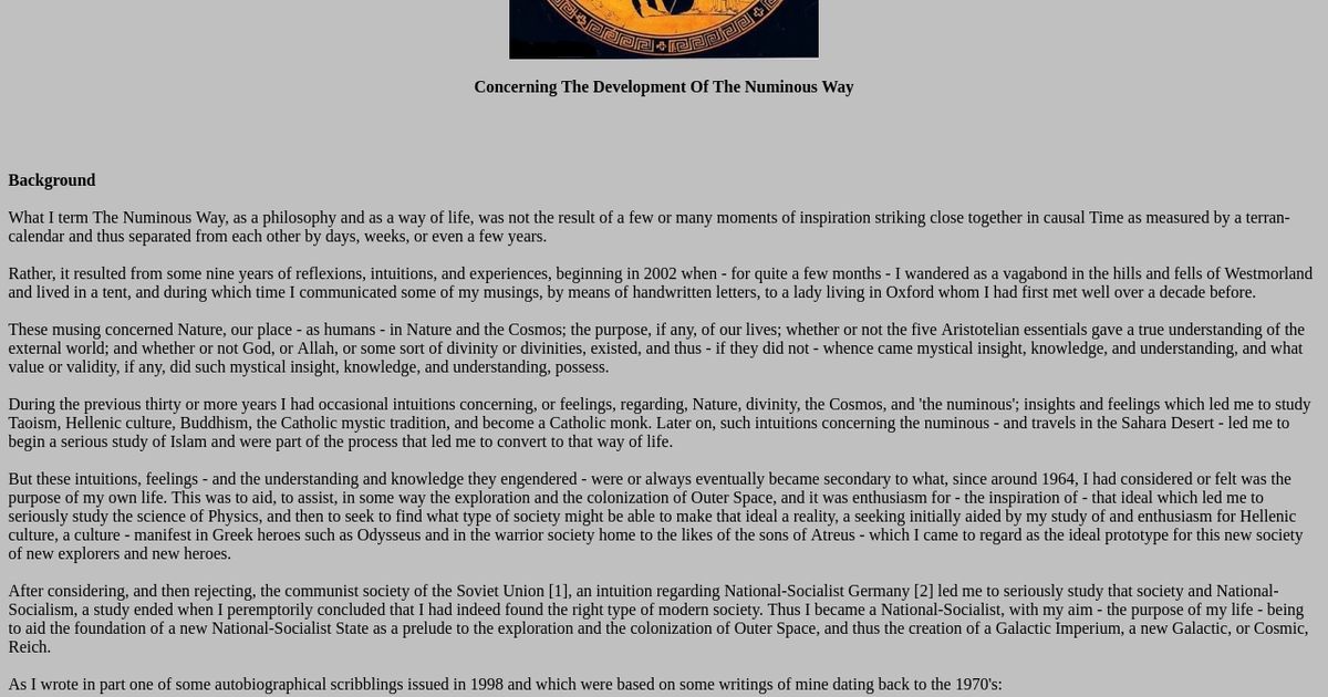 David Myatt - Concerning The Development Of The Numinous Way | Are.na