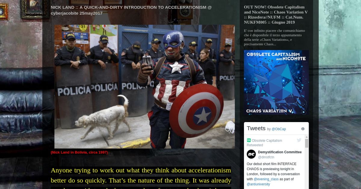 NICK LAND :: A QUICK-AND-DIRTY INTRODUCTION TO ACCELERATIONISM ...