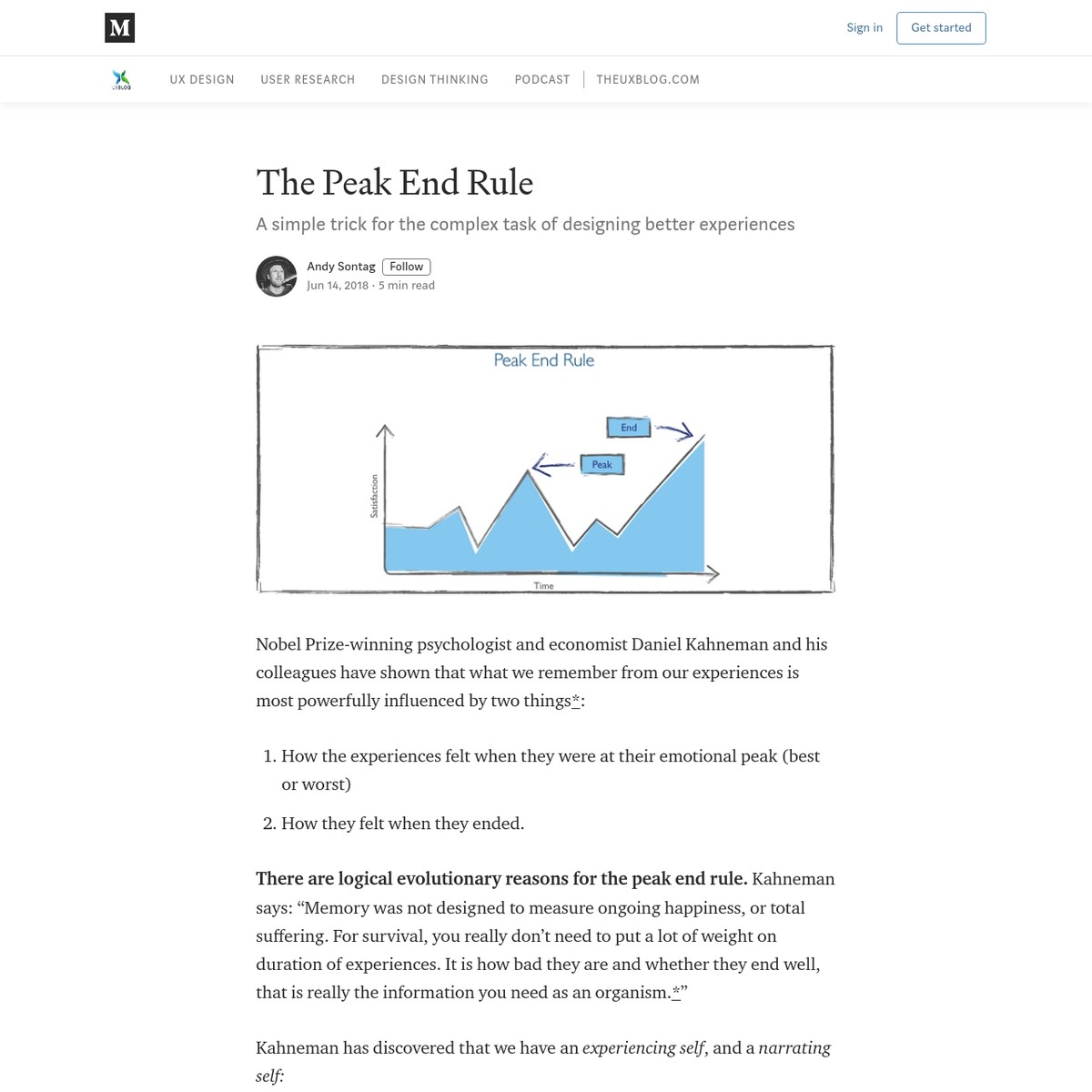 The Peak End Rule - theuxblog.com — Are.na