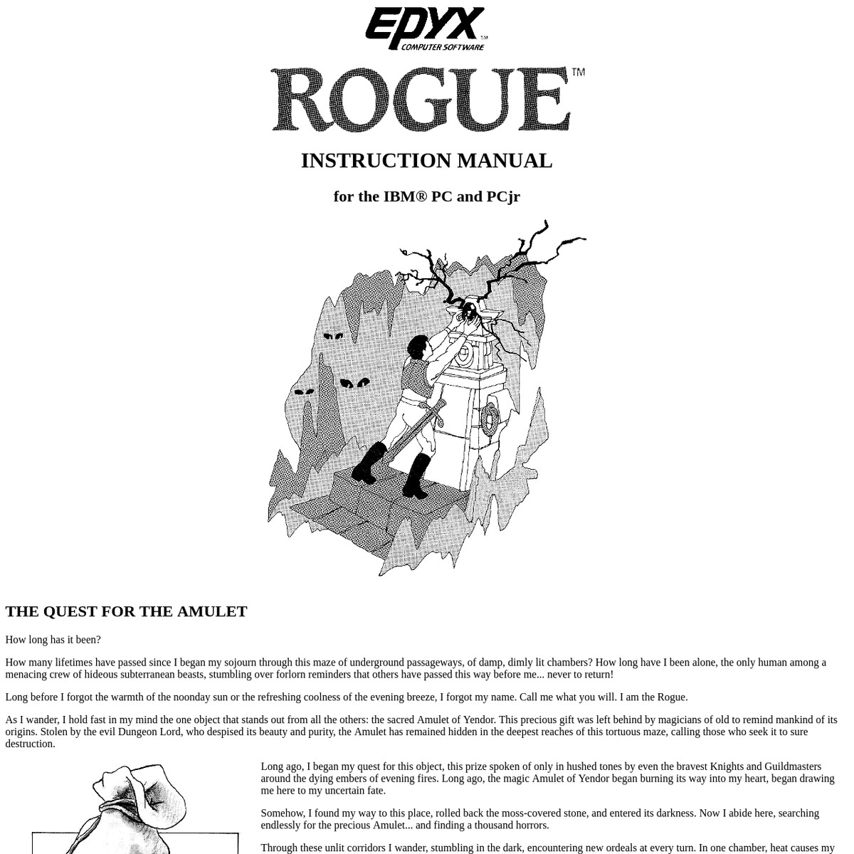 Rogue Instruction Manual © 1985 EPYX, Inc. — Are.na