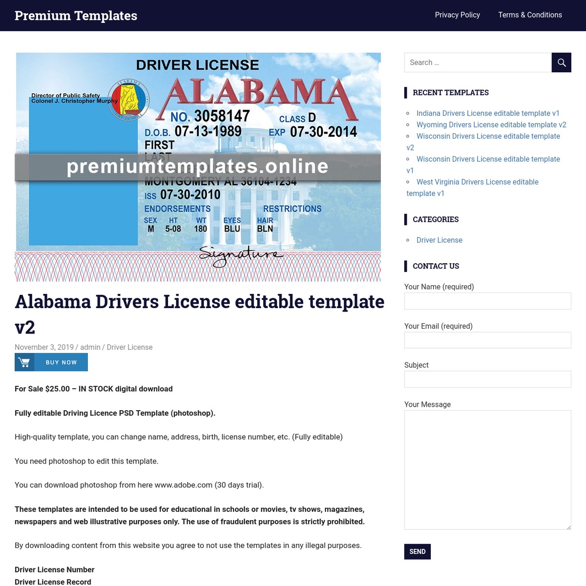 Alabama Drivers License editable template v2 — Are.na