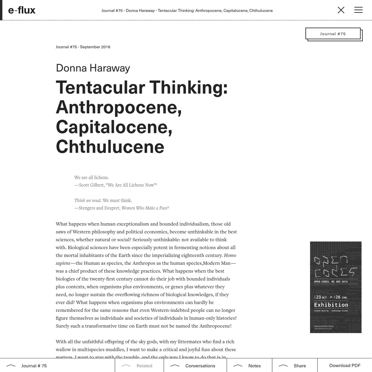 Tentacular Thinking: Anthropocene, Capitalocene, Chthulucene — Are.na