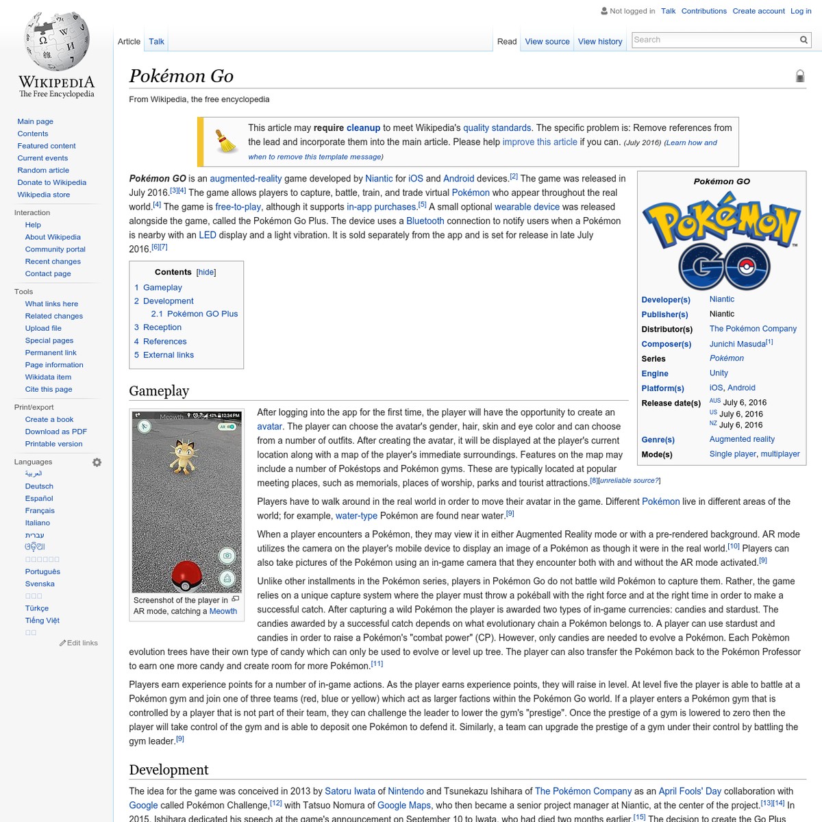 Pokémon Go - Wikipedia, the free encyclopedia — Are.na