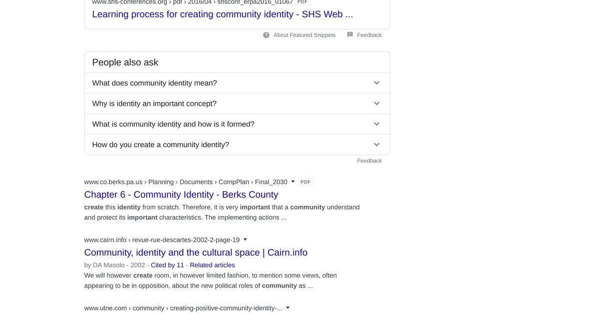 the importance of creating an identity in a community - Google Search ...