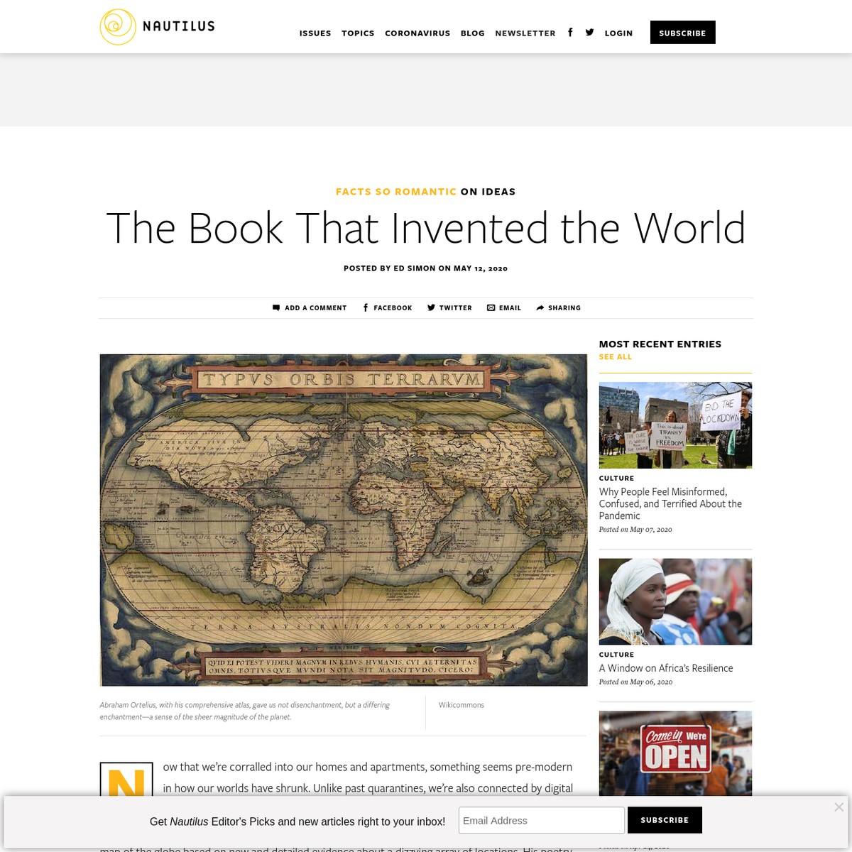 The Book That Invented the World - Facts So Romantic - Nautilus — Are.na