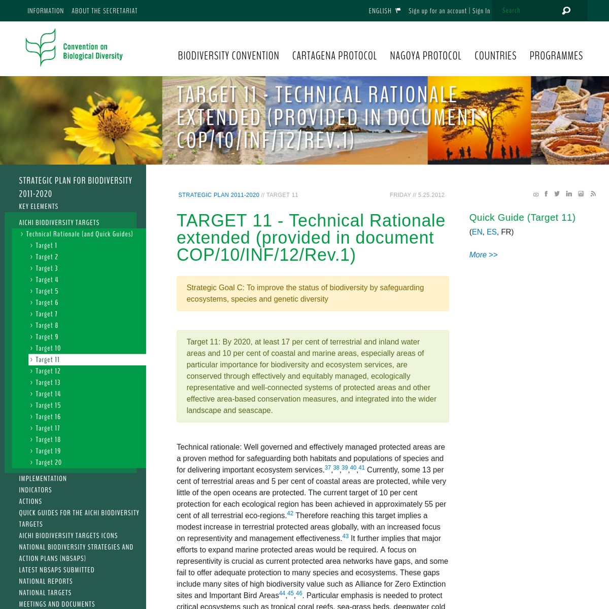 TARGET 11 - Technical Rationale extended (provided in document COP/10 ...