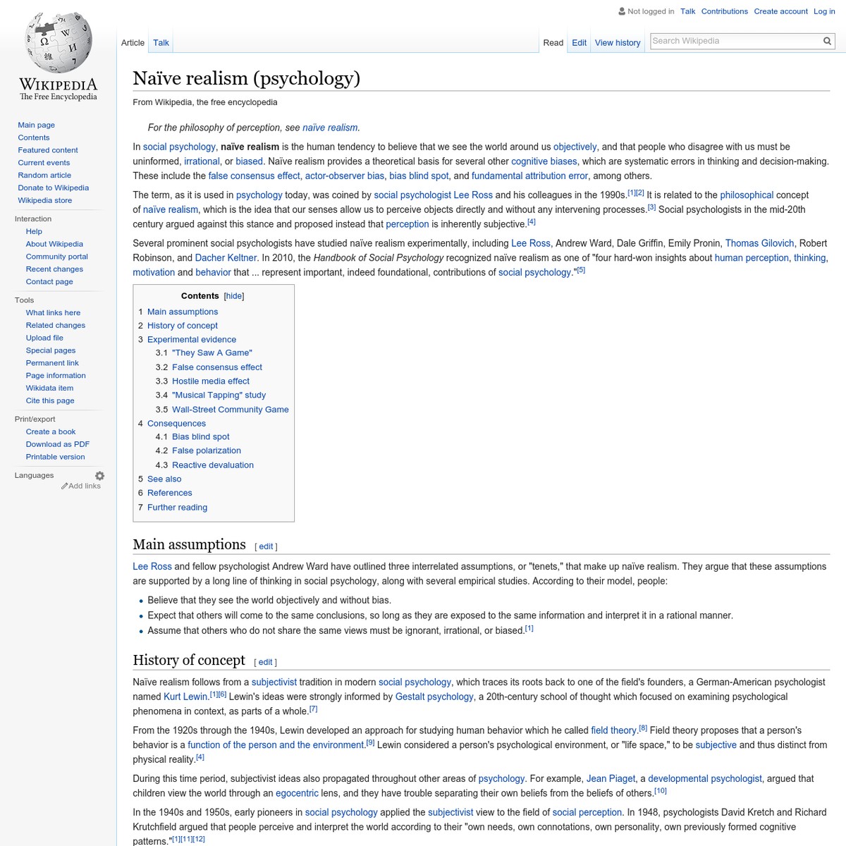 Naïve realism (psychology) - Wikipedia — Are.na