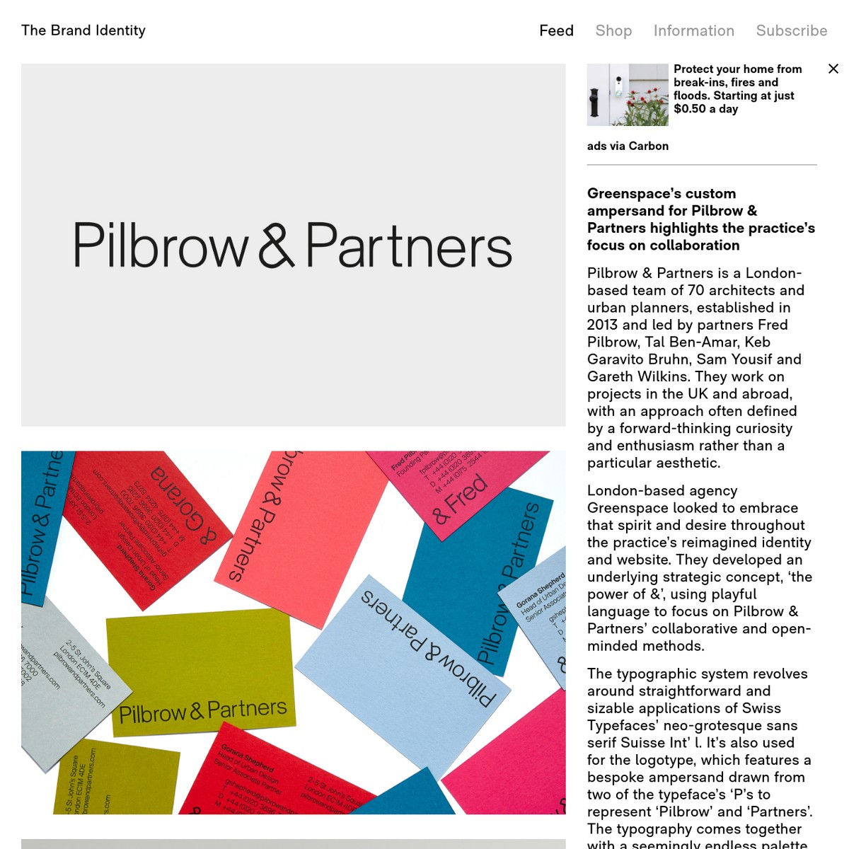 Greenspace's custom ampersand for Pilbrow & Partners highlights the practice's focus on ...