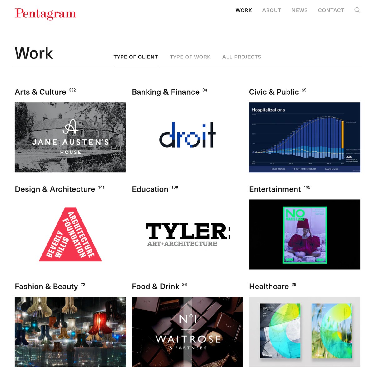 Pentagram - Work - Browse by type of client — Are.na