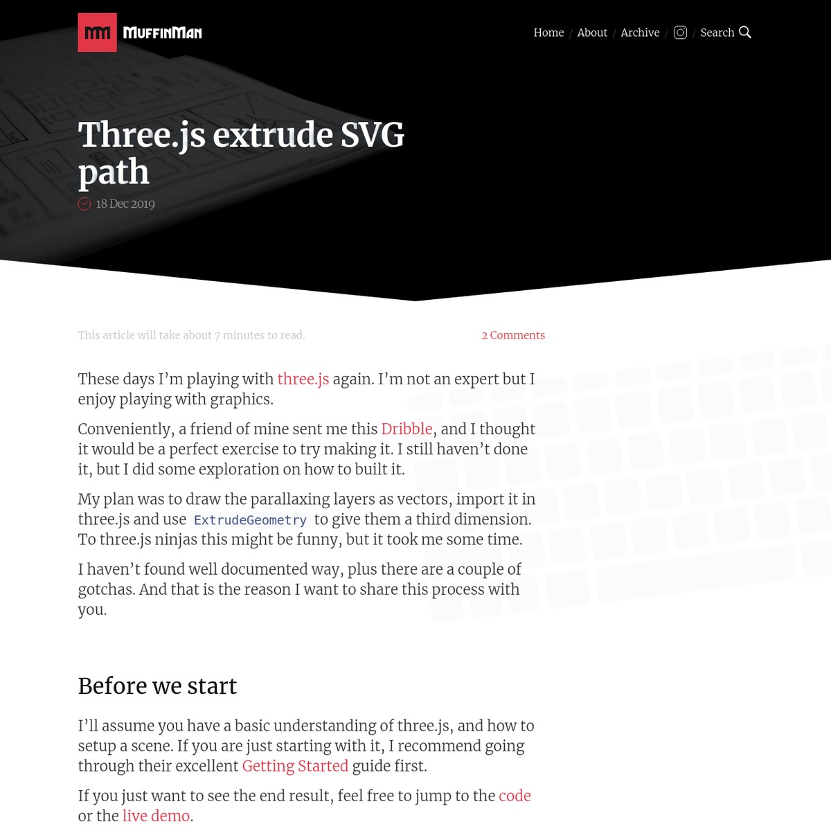 Three.js extrude SVG path · Muffin Man — Are.na