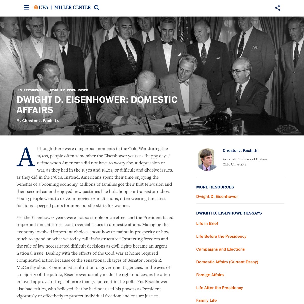 Dwight D. Eisenhower: Domestic Affairs | Miller Center — Are.na