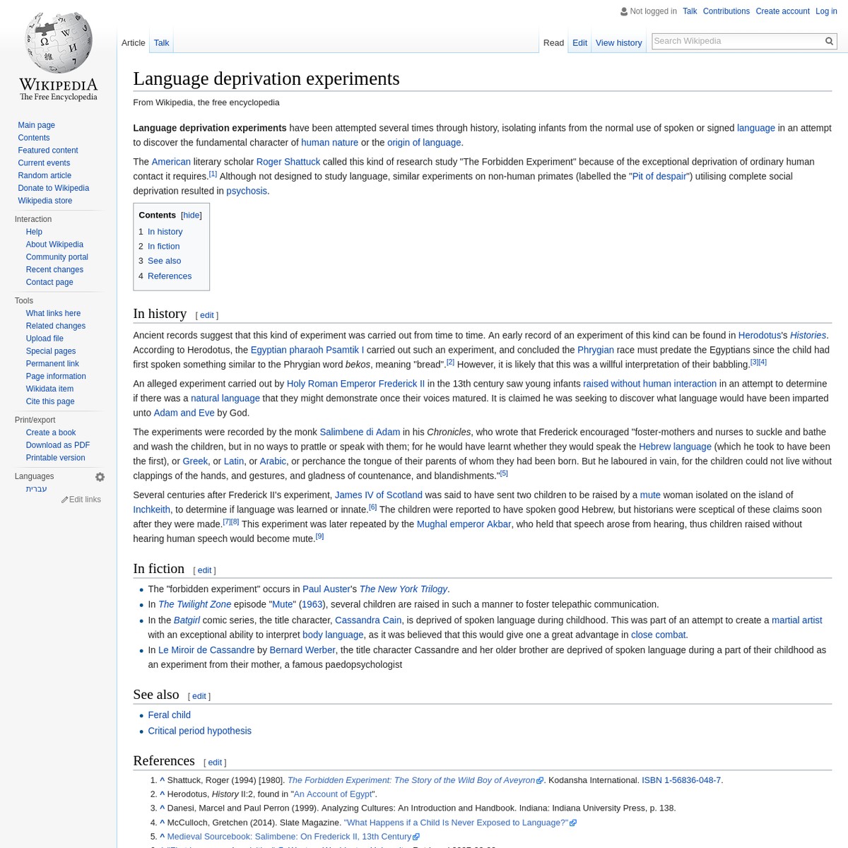 Language deprivation experiments - Wikipedia — Are.na