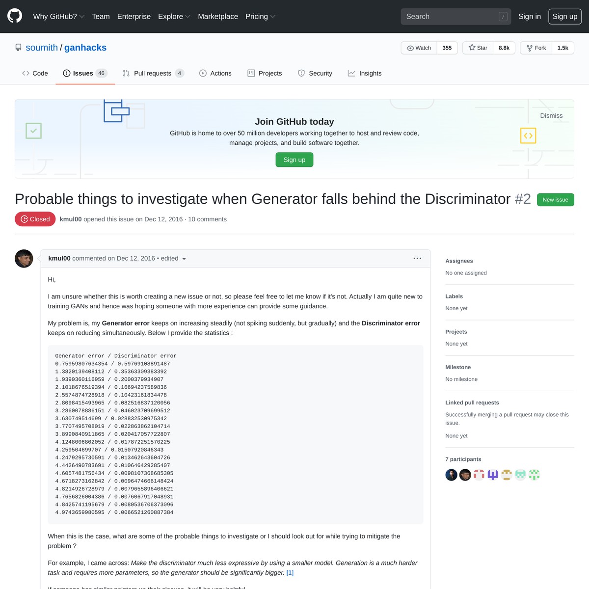 Probable things to investigate when Generator falls behind the Discriminator · Issue #2 ...