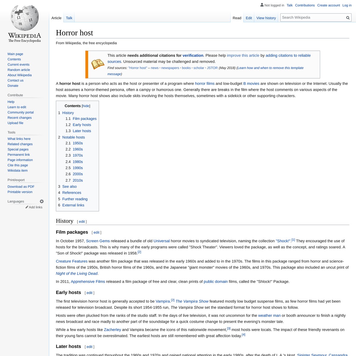 Horror host - Wikipedia — Are.na