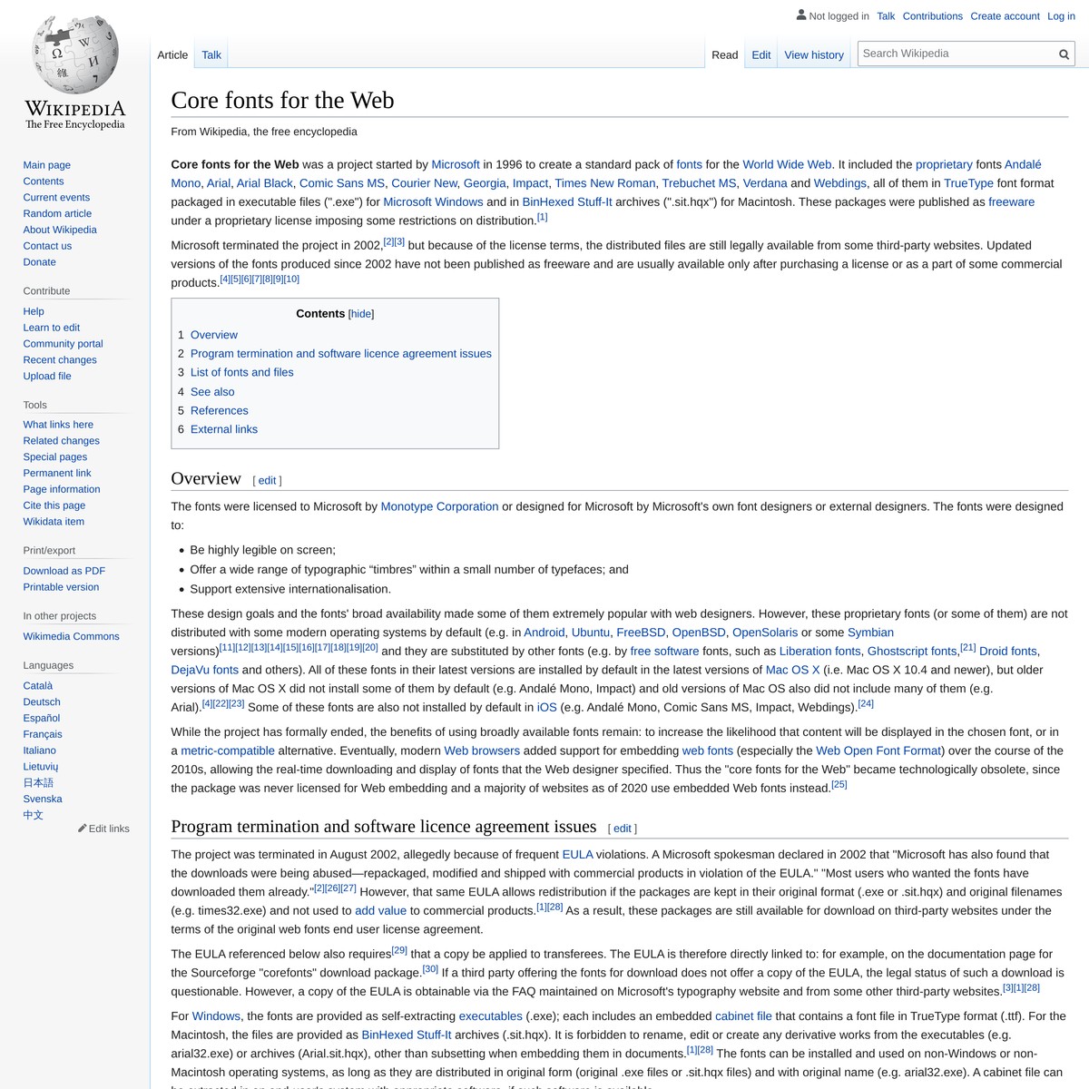 Core fonts for the Web - Wikipedia — Are.na
