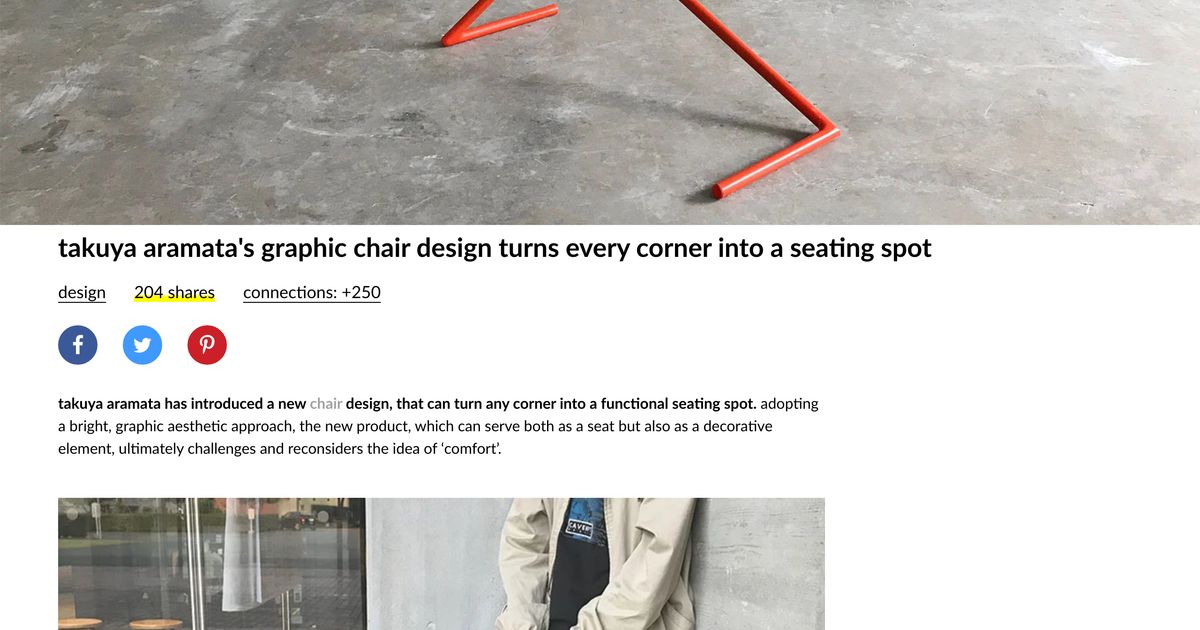 takuya aramata’s graphic chair design turns every corner into a seating spot | Are.na