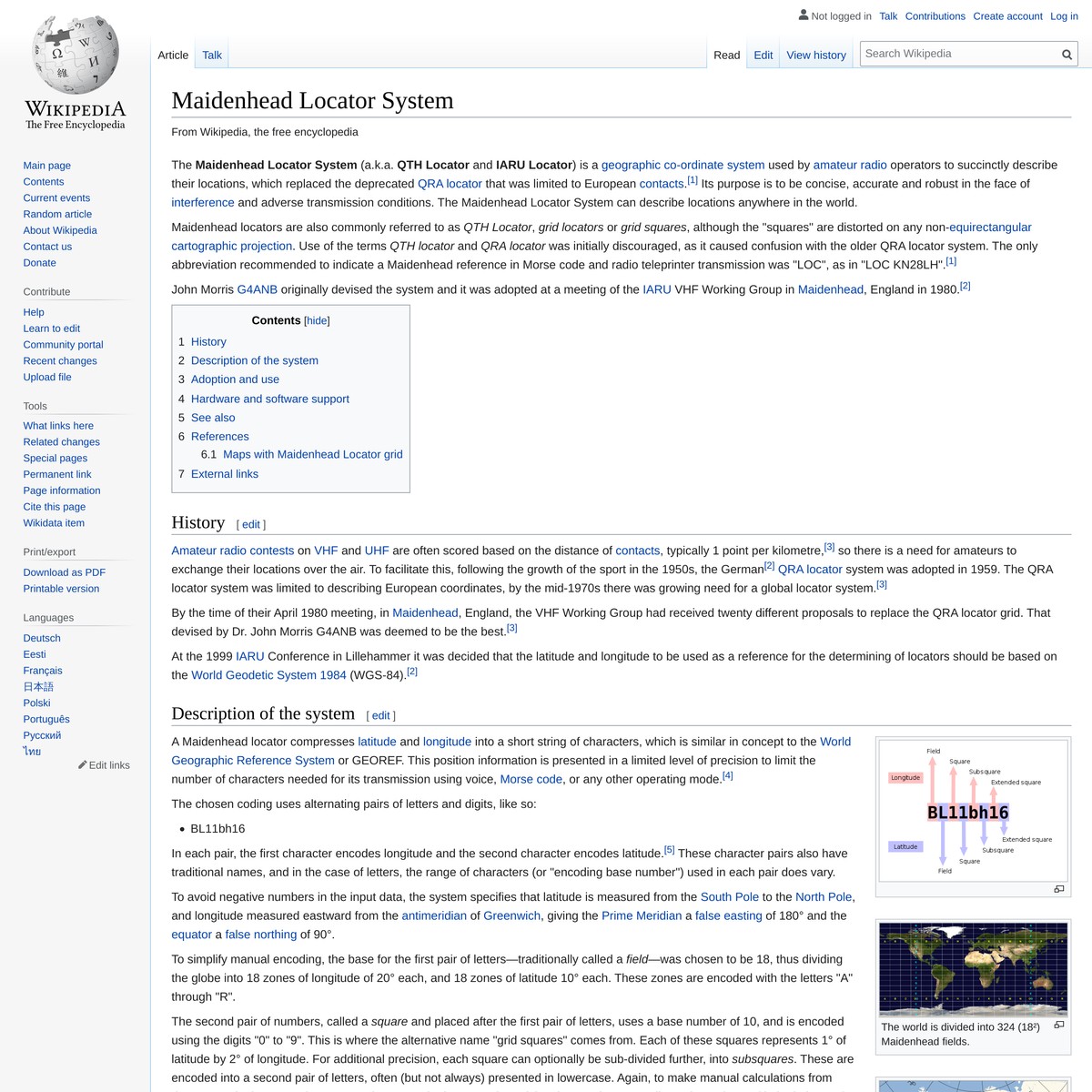 Maidenhead Locator System - Wikipedia — Are.na