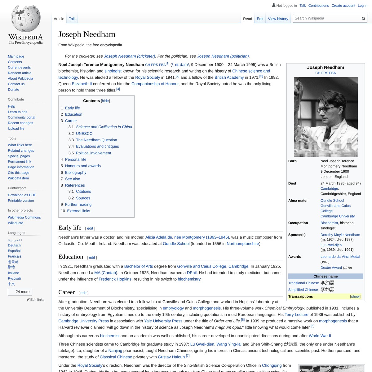 Joseph Needham - Wikipedia — Are.na
