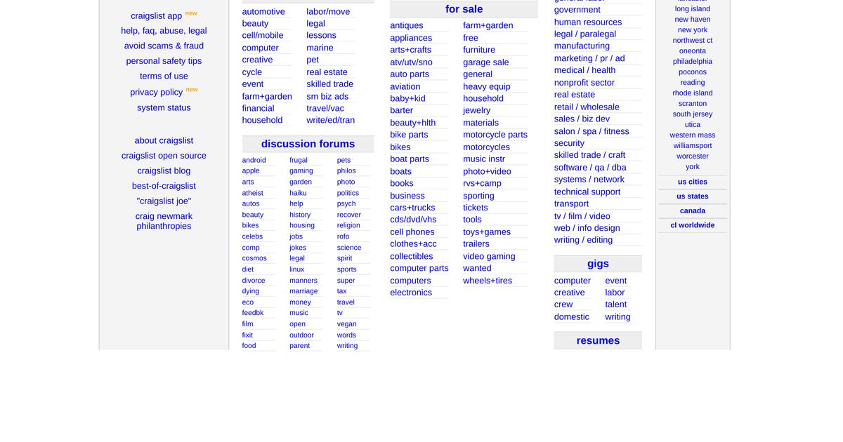 craigslist: north jersey jobs, apartments, for sale, services ...