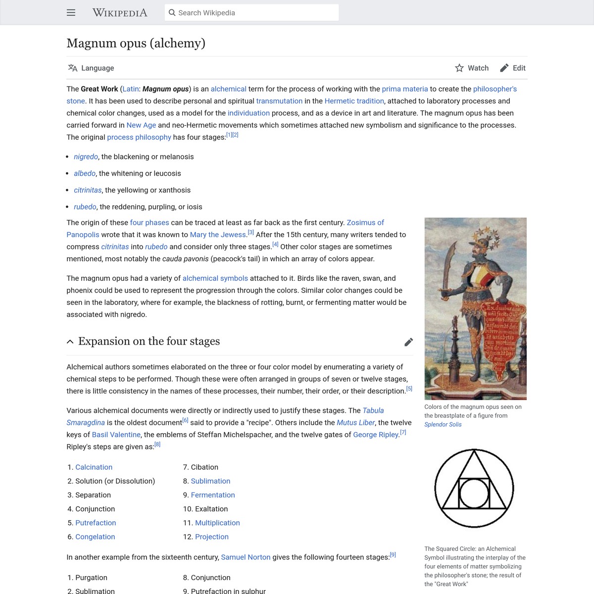 Magnum opus (alchemy) - Wikipedia — Are.na