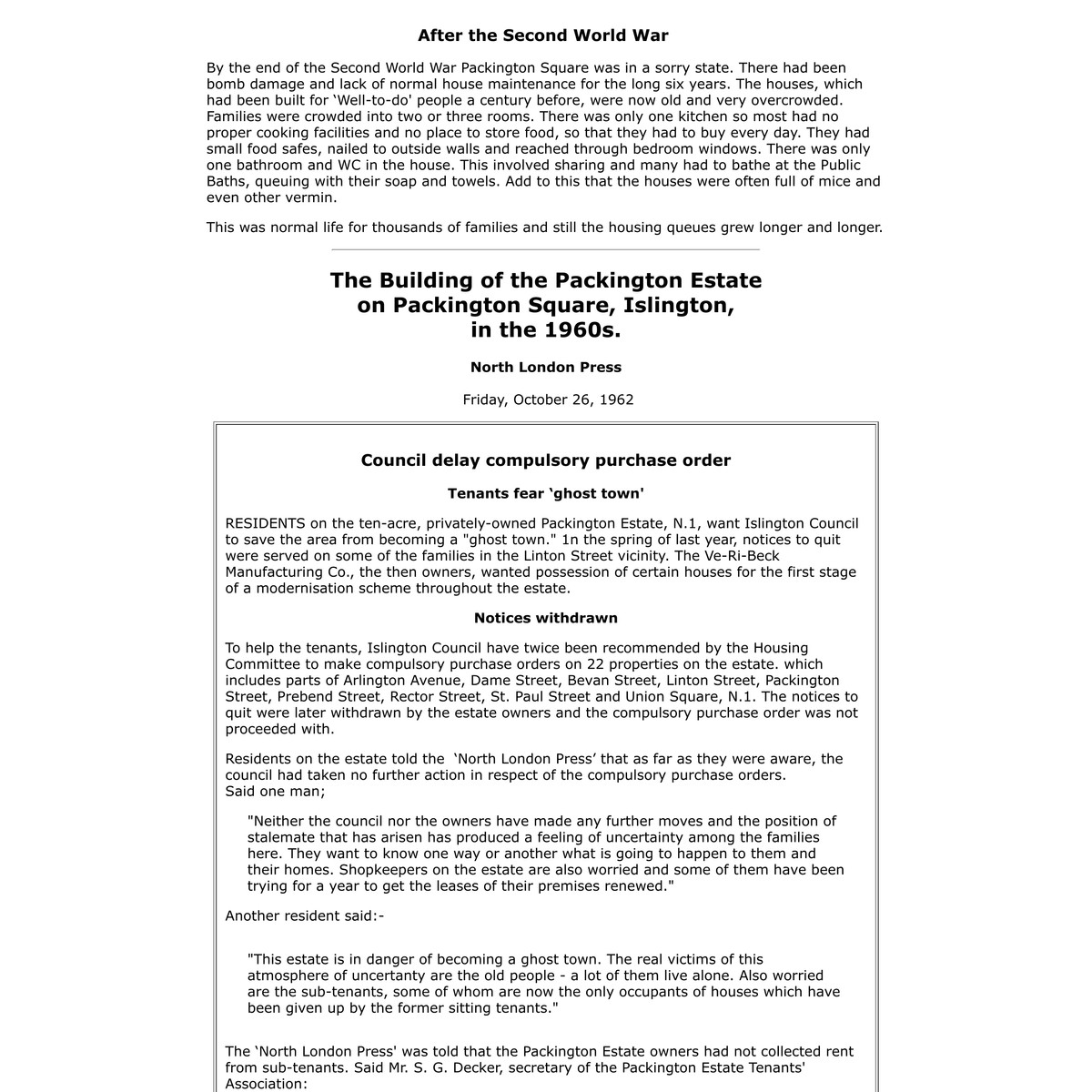 The Building of the Packington Estate on Packington Square, Islington ...