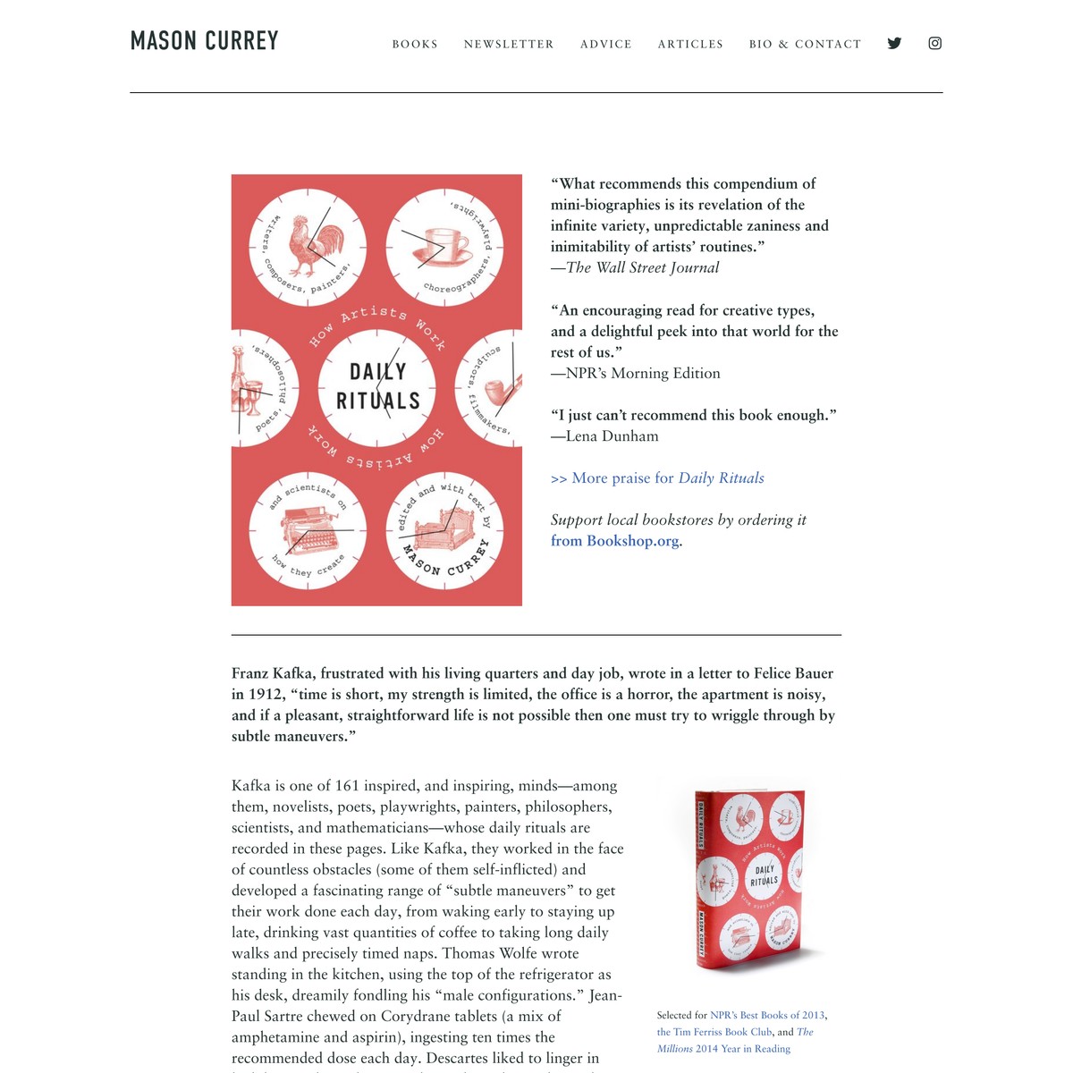 Daily Rituals: How Artists Work — Mason Currey — Are.na