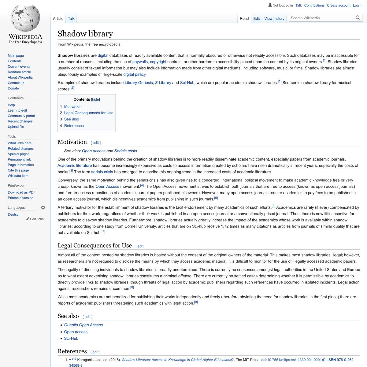 Shadow library - Wikipedia — Are.na