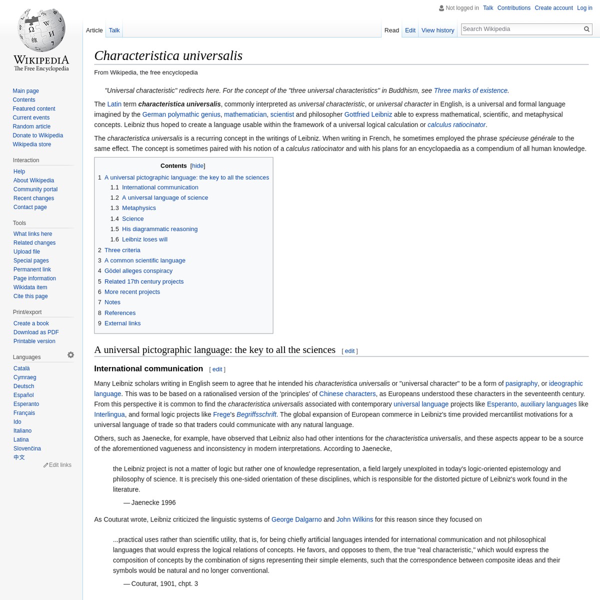 Characteristica universalis - Wikipedia — Are.na