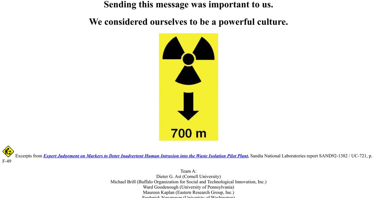 WIPP Exhibit: Message to 12,000 A.D. | Are.na