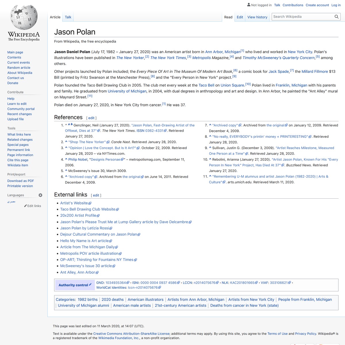 Jason Polan - Wikipedia — Are.na