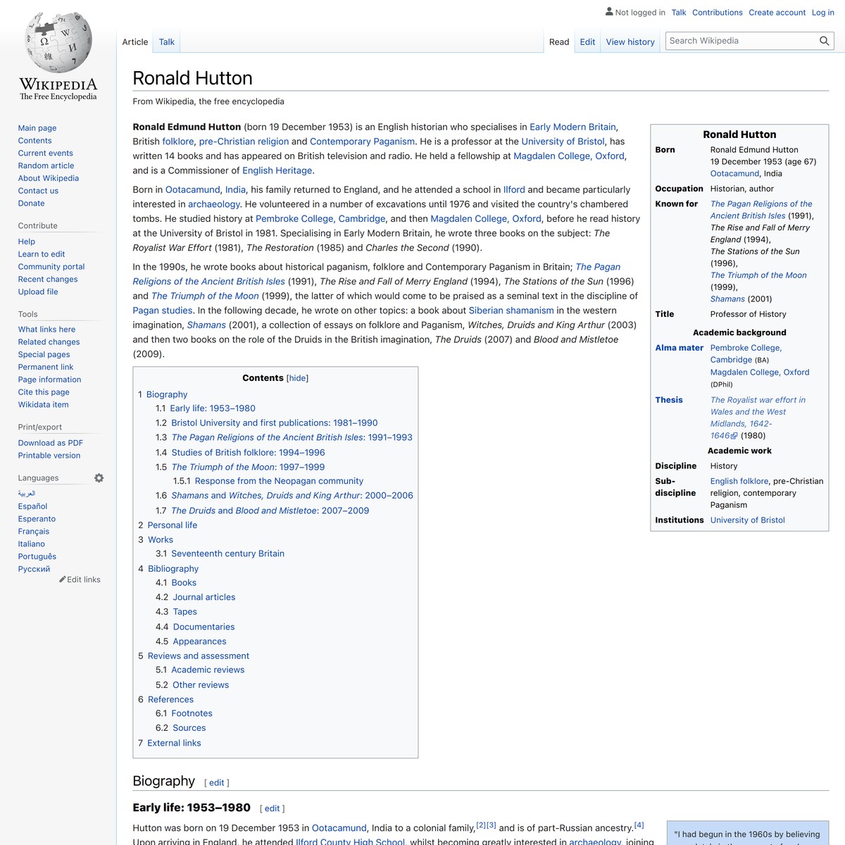 Ronald Hutton - Wikipedia — Are.na