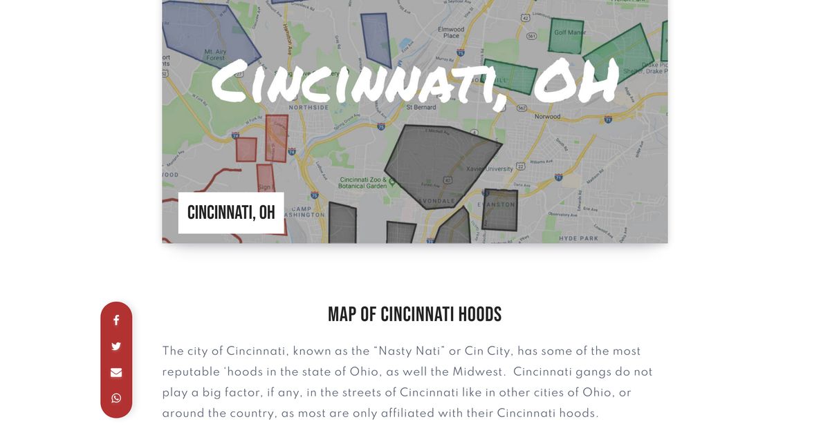 Map of Cincinnati Hoods and Cincinnati Gangs | Are.na
