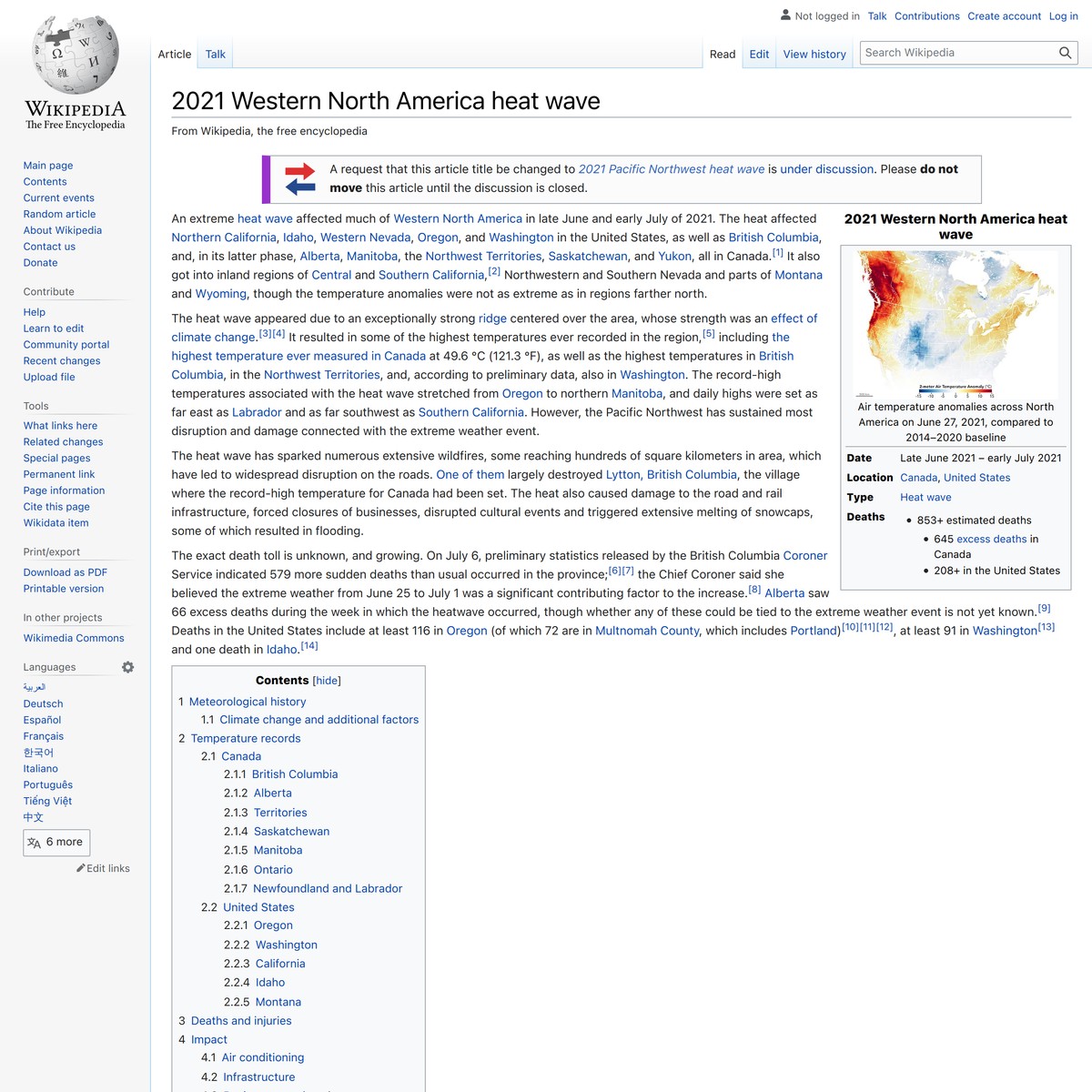 2021 Western North America heat wave - Wikipedia — Are.na