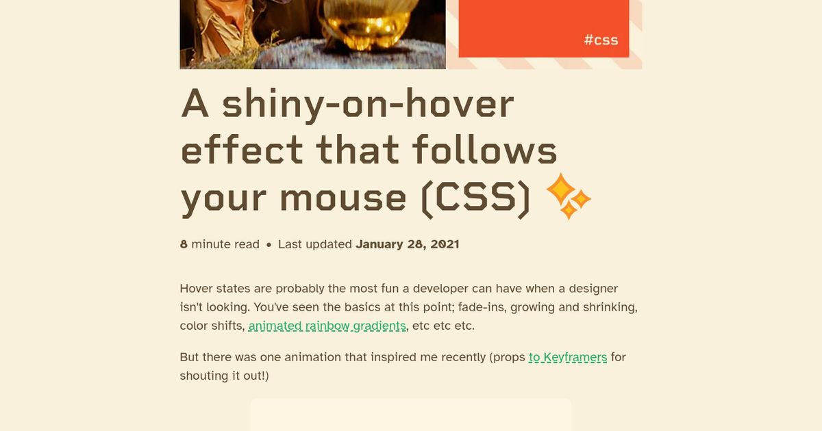 A shiny-on-hover effect that follows your mouse (CSS) | Are.na
