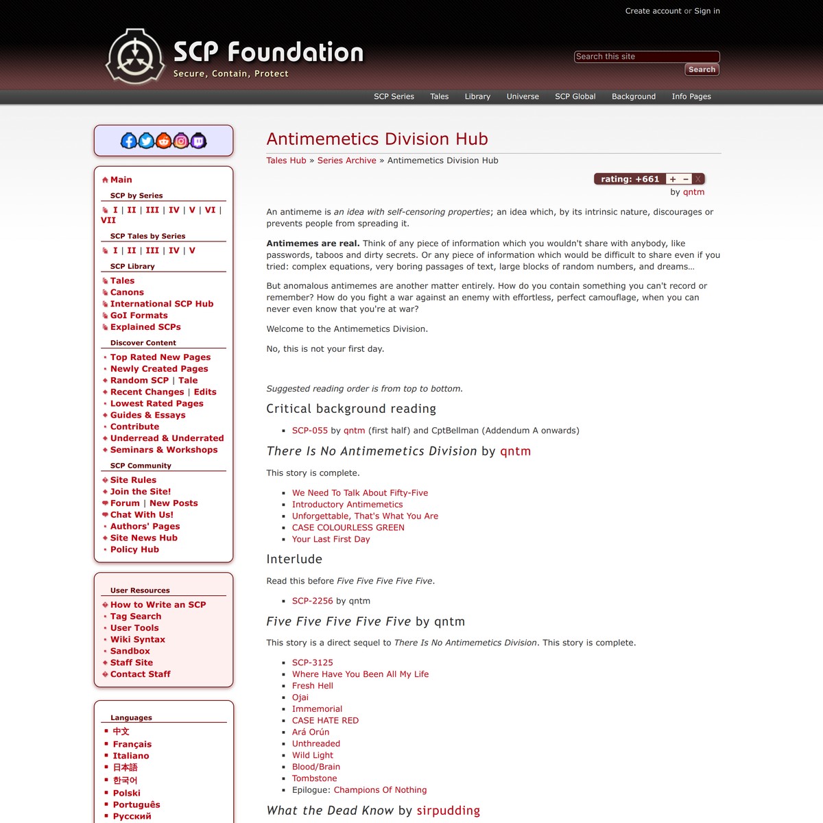 Antimemetics Division Hub - SCP Foundation — Are.na