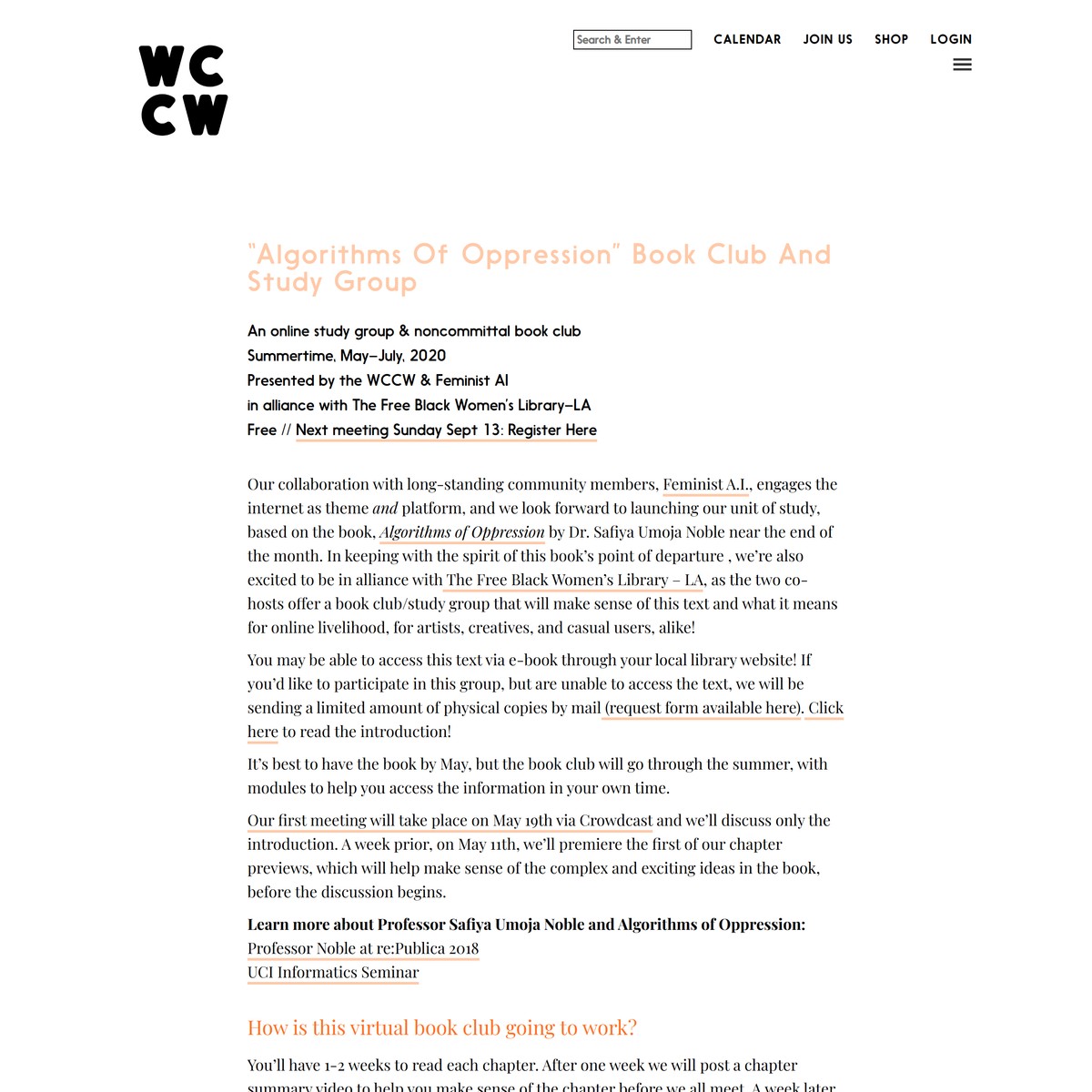 “Algorithms of Oppression” Book Club and Study Group | WCCW — Are.na