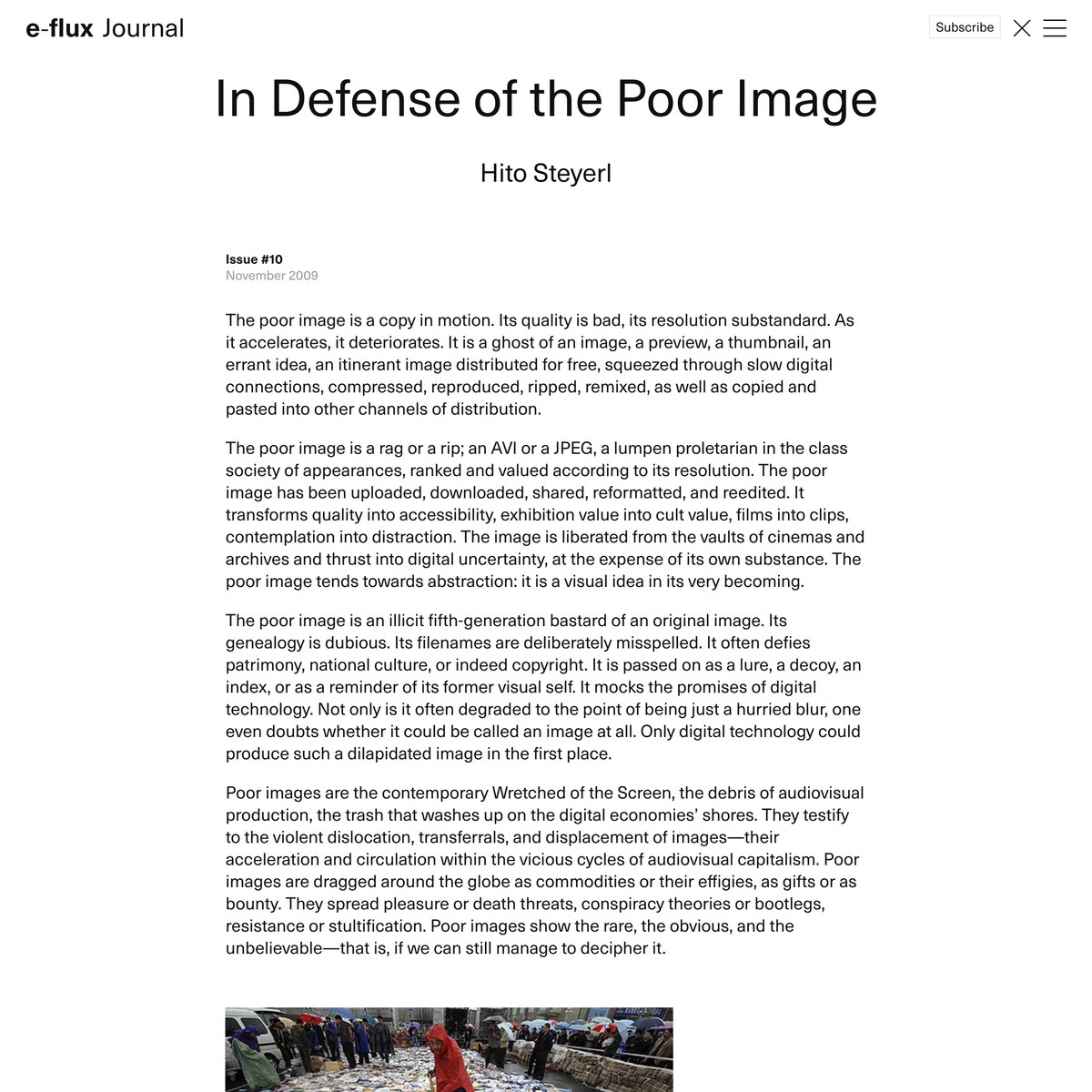 In Defense of the Poor Image, Hito Steyerl, 2009 — Are.na