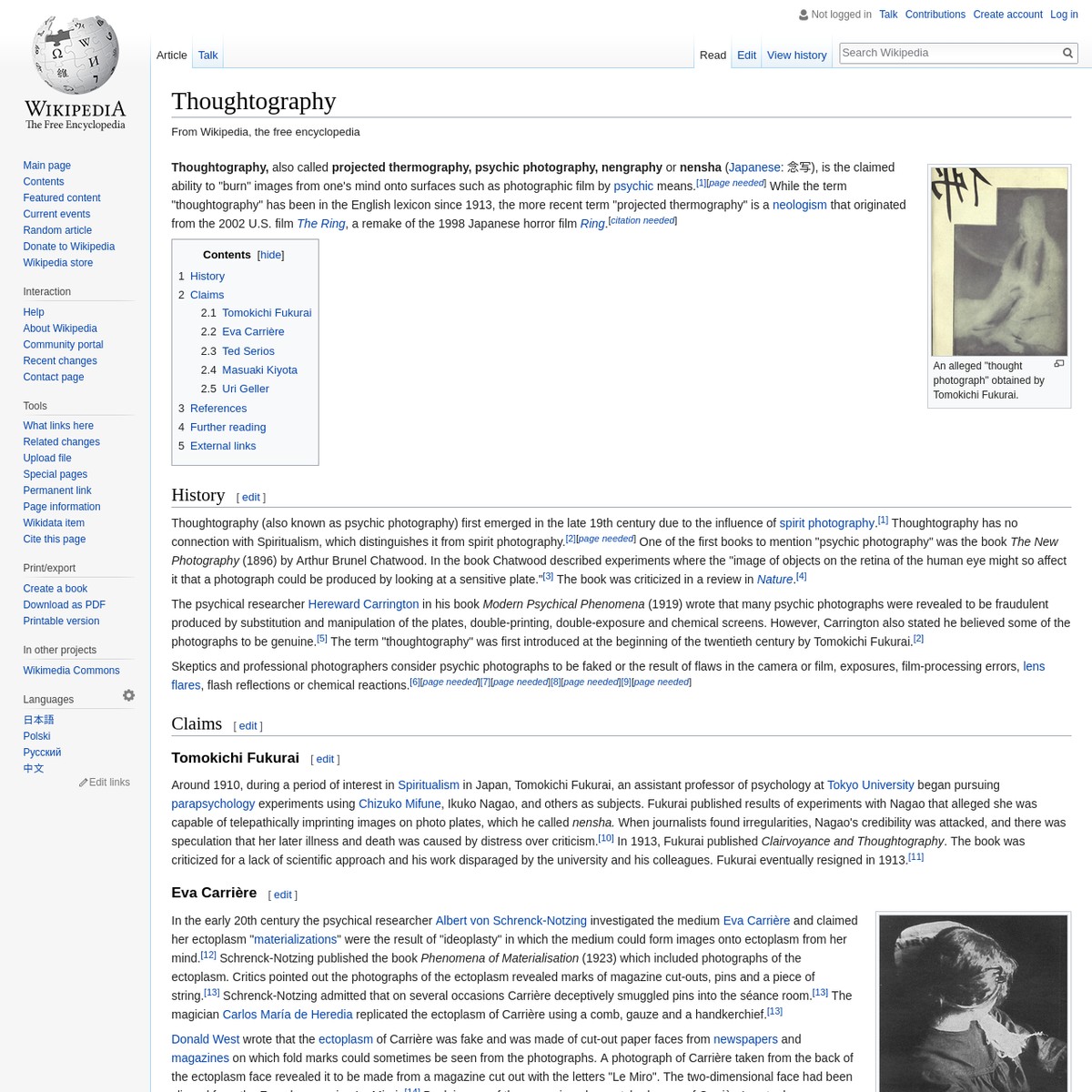Thoughtography - Wikipedia — Are.na