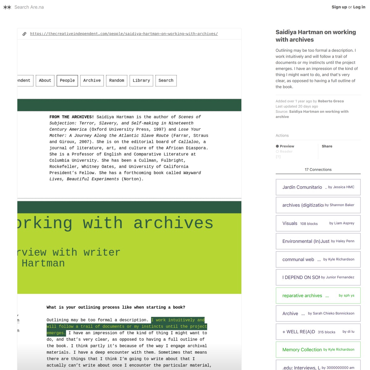 Semester Project — Examples — Are.na
