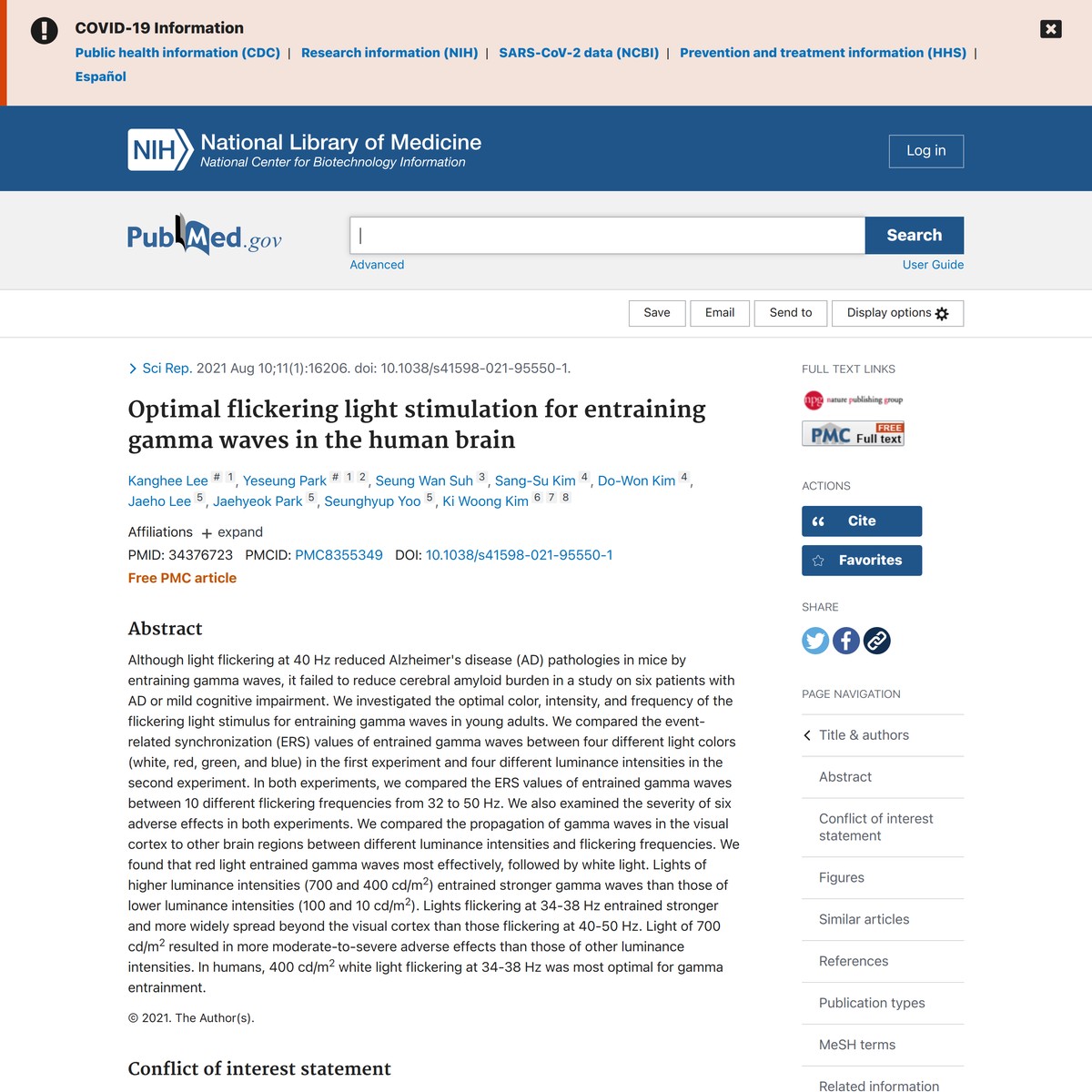 Optimal flickering light stimulation for entraining gamma waves in the ...