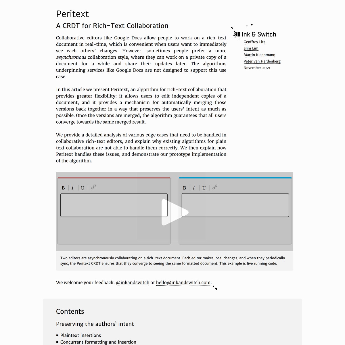 Peritext: A CRDT for Rich-Text Collaboration — Are.na