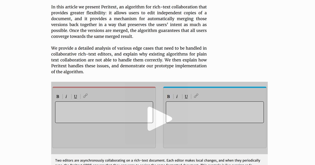 Peritext: A CRDT for Rich-Text Collaboration | Are.na