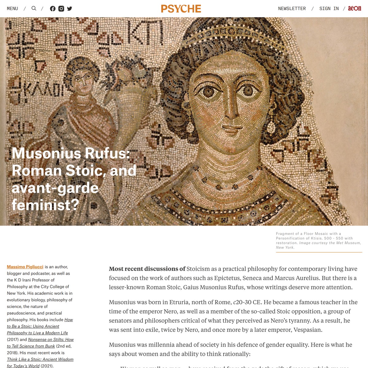 Musonius Rufus: Roman Stoic, and avant-garde feminist? | Psyche Ideas ...