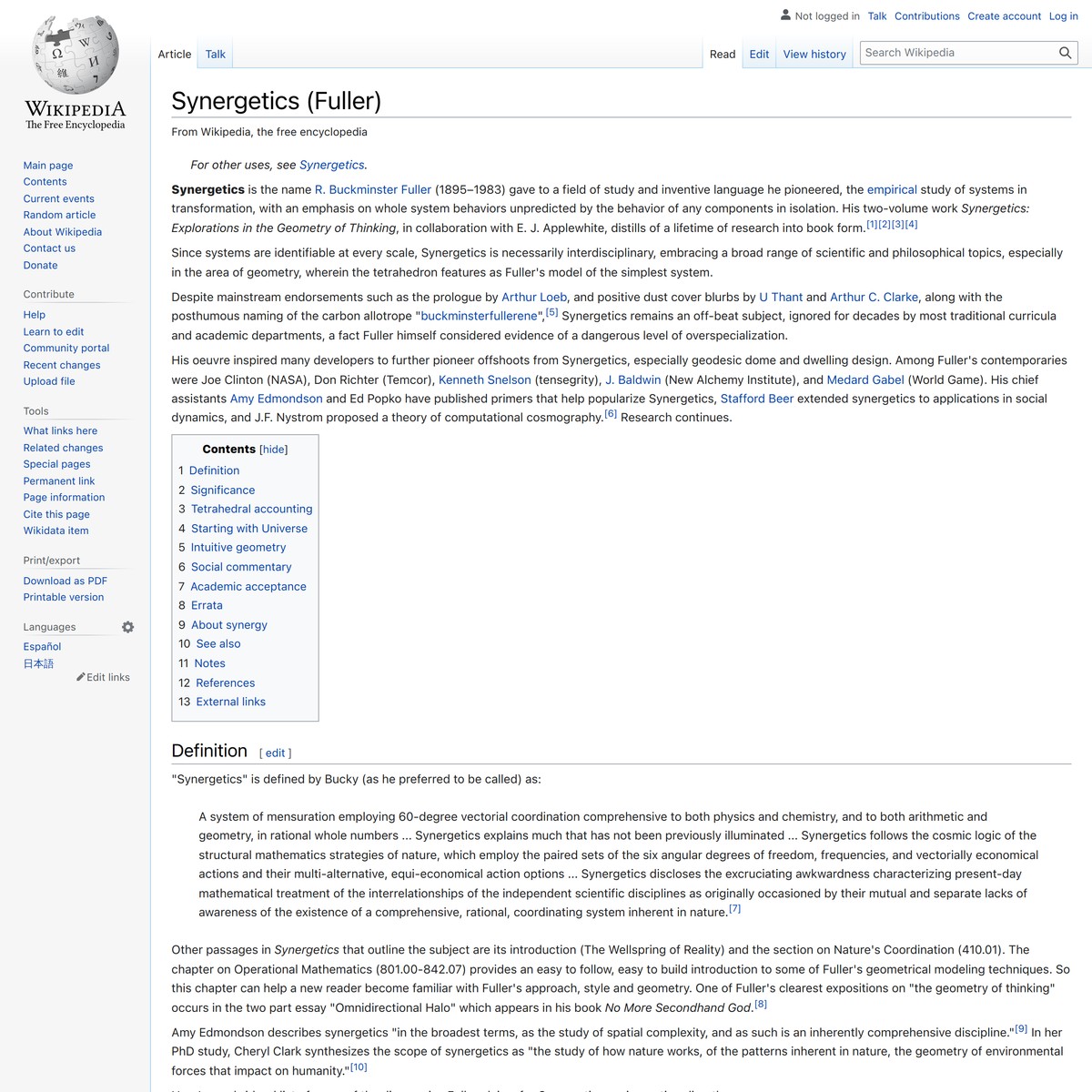 Synergetics (Fuller) - Wikipedia — Are.na