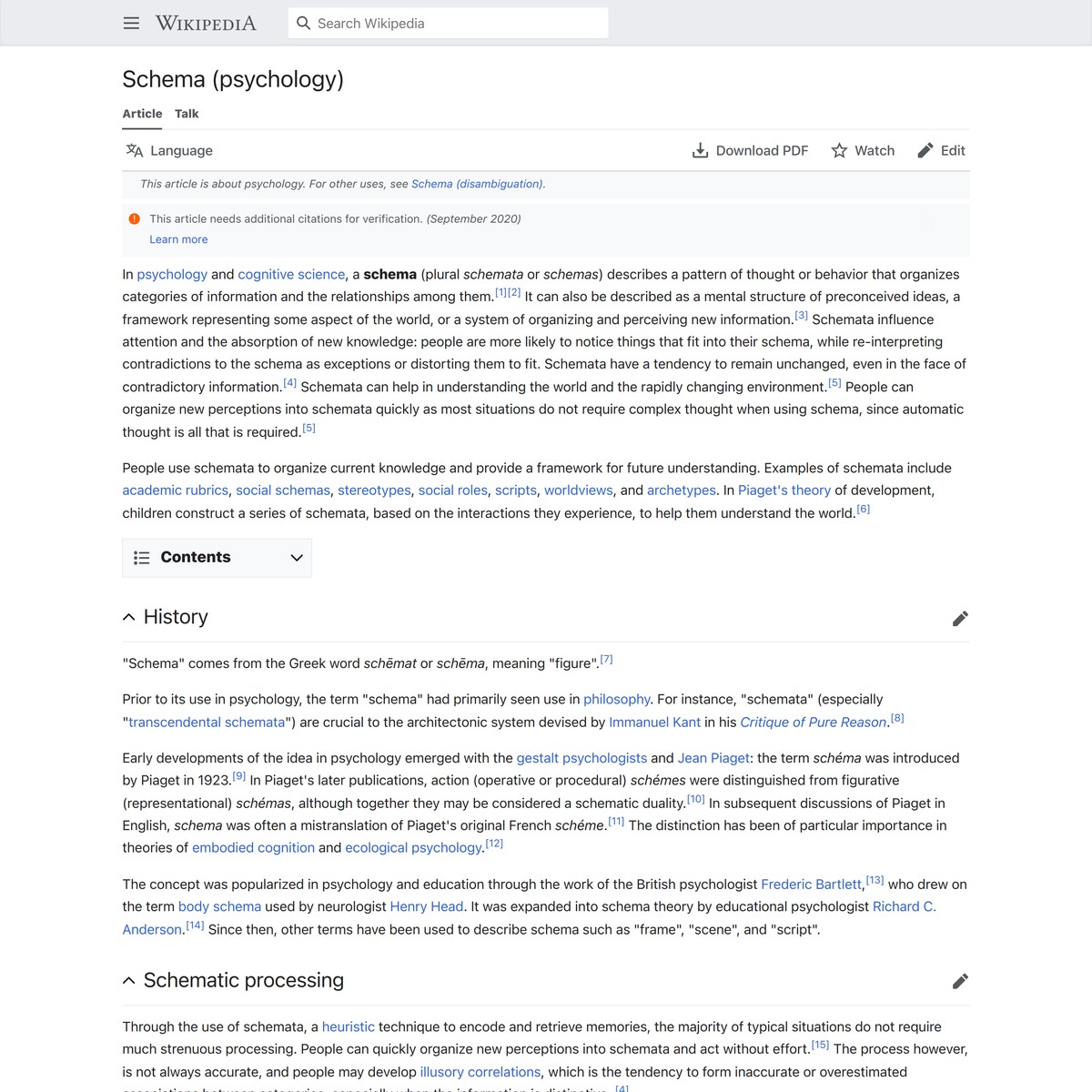 Schema (psychology) - Wikipedia — Are.na