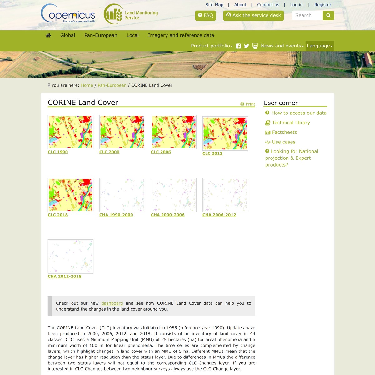 CORINE Land Cover — Copernicus Land Monitoring Service — Are.na