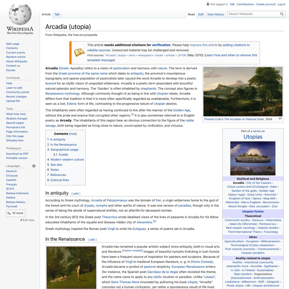Arcadia (utopia) - Wikipedia — Are.na