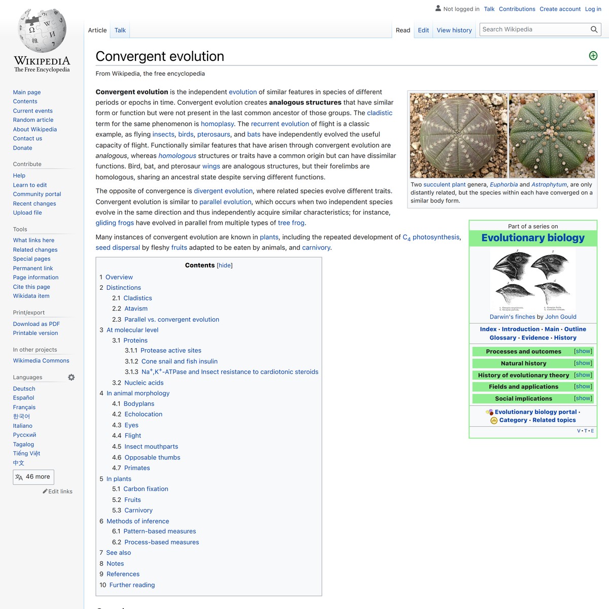 Convergent evolution - Wikipedia — Are.na